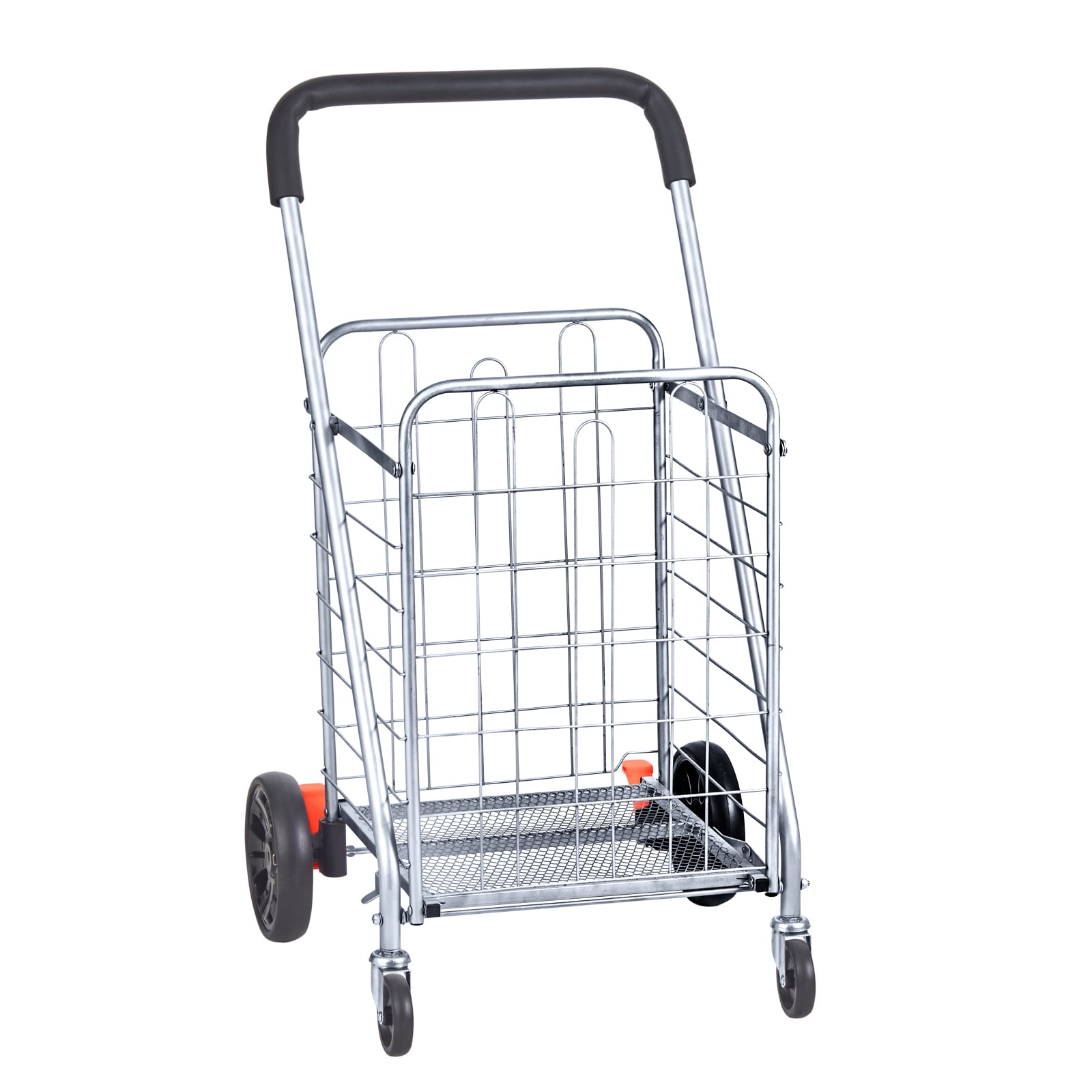 KFFKFF Collapsible Shopping Trolley, Supports up to 110 lbs, Features ...
