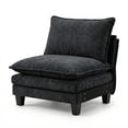 Armless Black Chenille Accent Chair, Modern Modular Single Sofa Chair ...