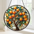 Citrus Orange Tree Stained Glass Style Suncatcher Window Hanging Decor ...