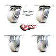 4 Inch Nylon Caster Set with Ball Bearing 2 Swivel Lock and 2 Rigid SCC ...