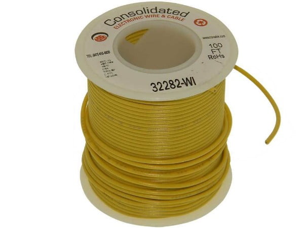 22 AWG tinned copper stranded wire - 25 feet per spool - yellow ...