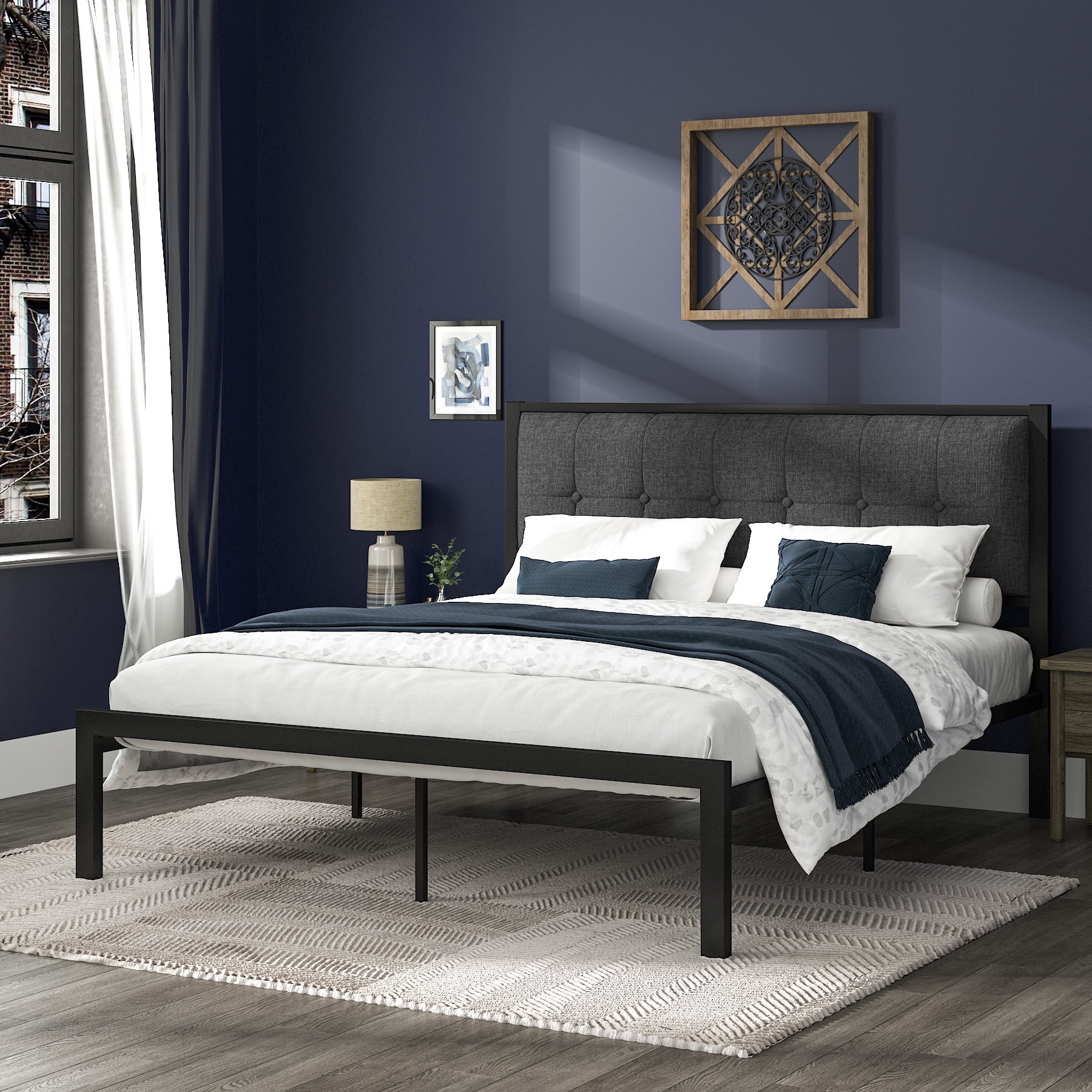 Buy Allewie Queen Platfrom Bed Frames with Upholstered Button Tufted ...