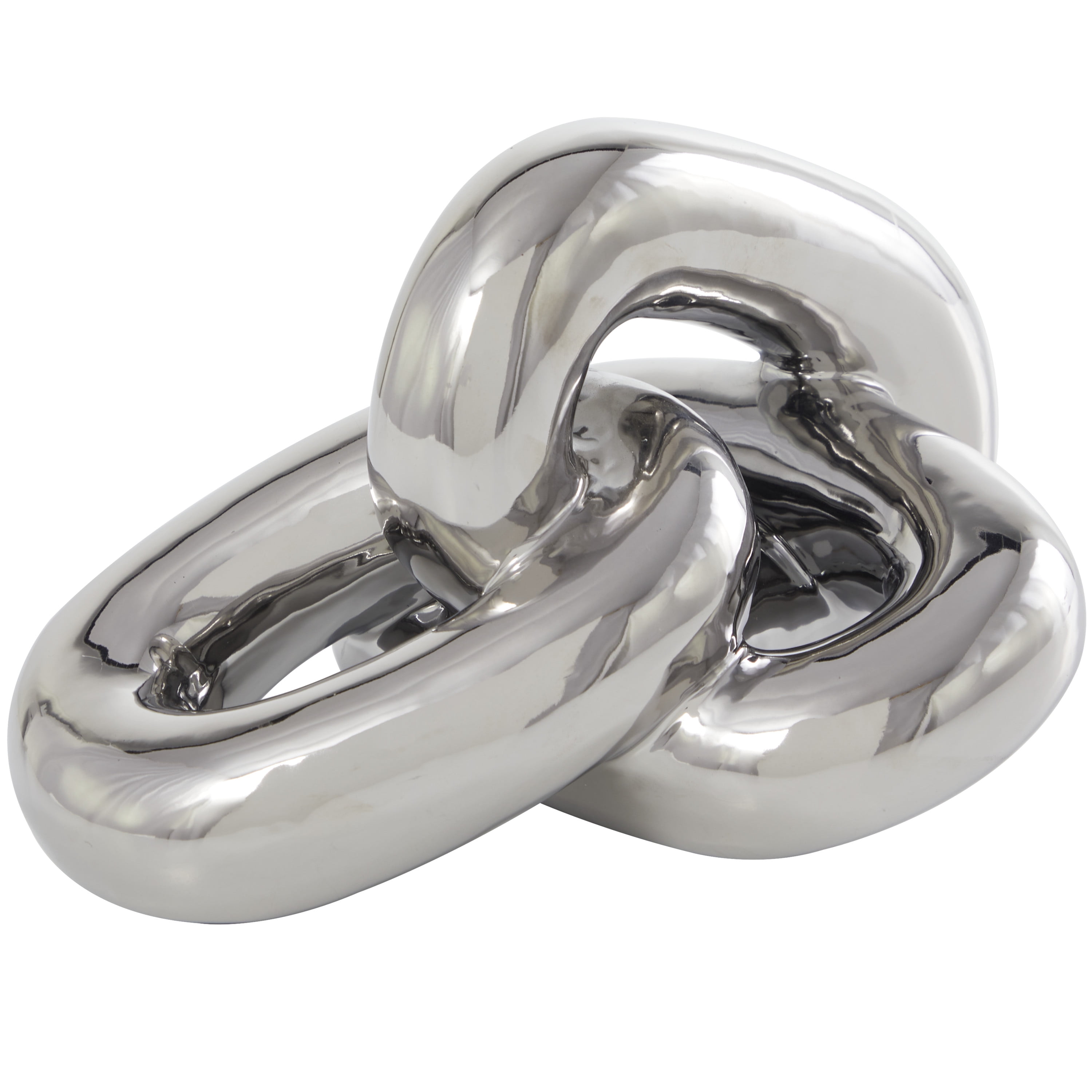 11" x 6" Silver Ceramic 3 Link Chain Sculpture, by DecMode - Walmart.com