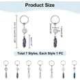 7 Pcs Hexagonal Stone Keychain 7 Styles Gemstone Wire Wrapped Keychain ...