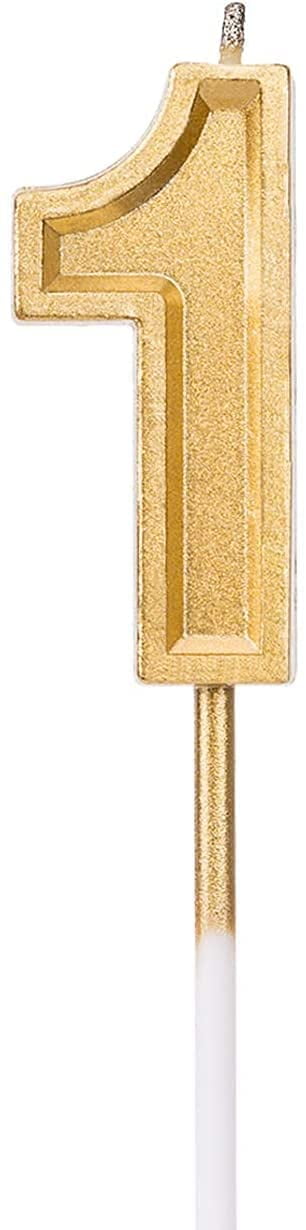 Gold Glitter Happy Birthday Cake Candles Number Candles Number 1 ...