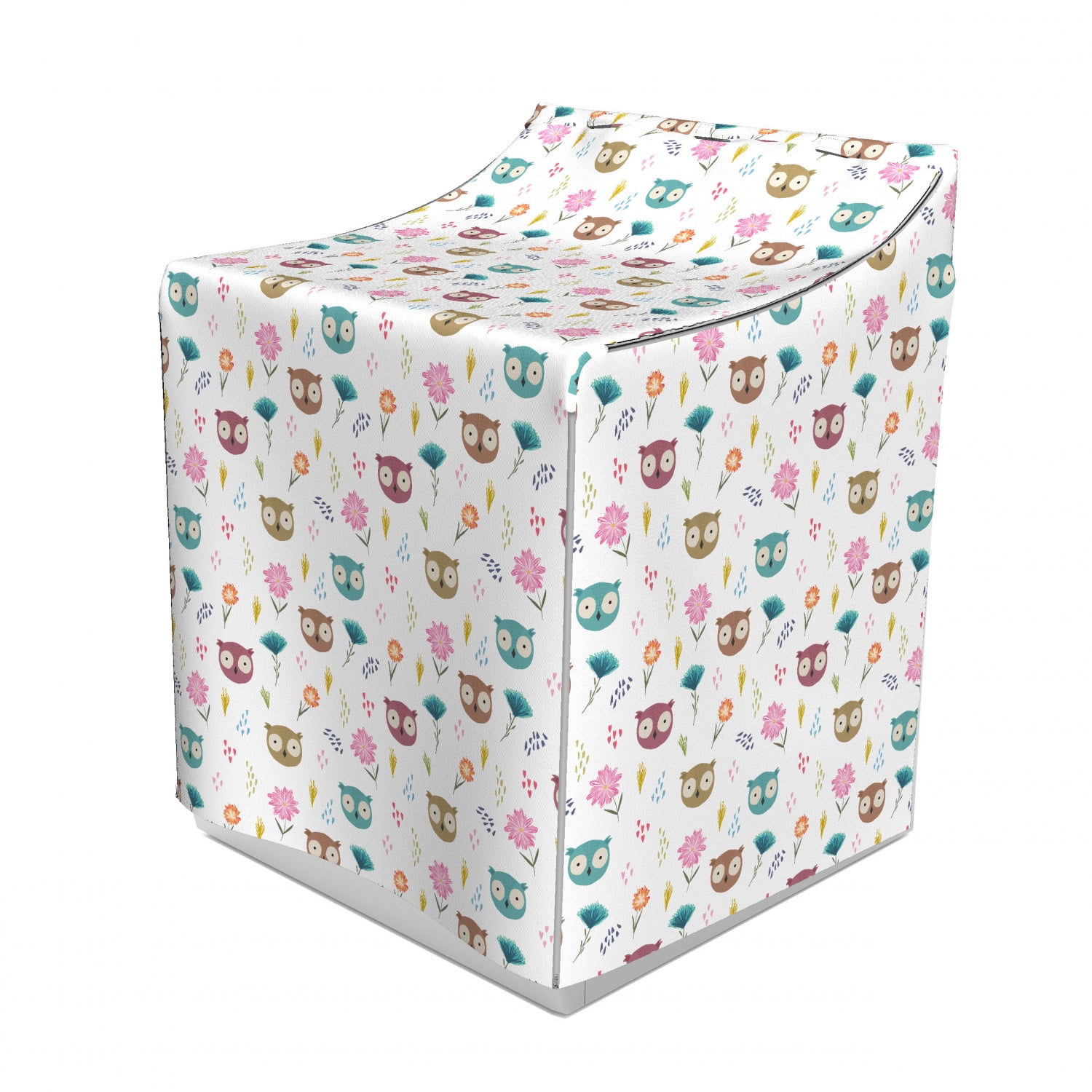 Cartoon Washer Cover, Repetitive Pattern Big Eyed Owl Heads Colorful ...