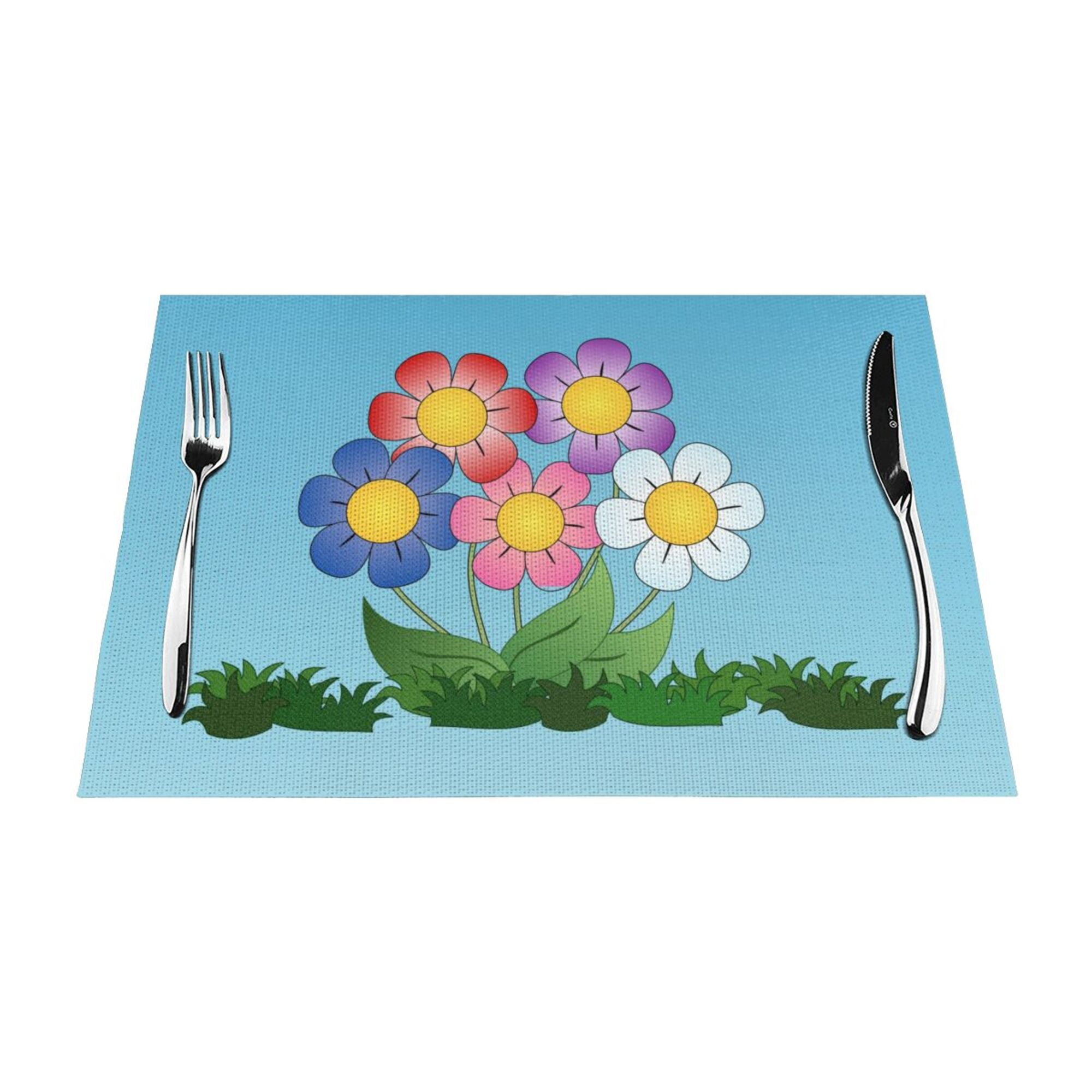 XMXY Woven Placemats Set of 6 PCS, Flowers Plant Grass Table Mats ...