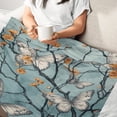 Butterfly on Branch Theme Flannel Blanket Soft High-Definition Digital ...