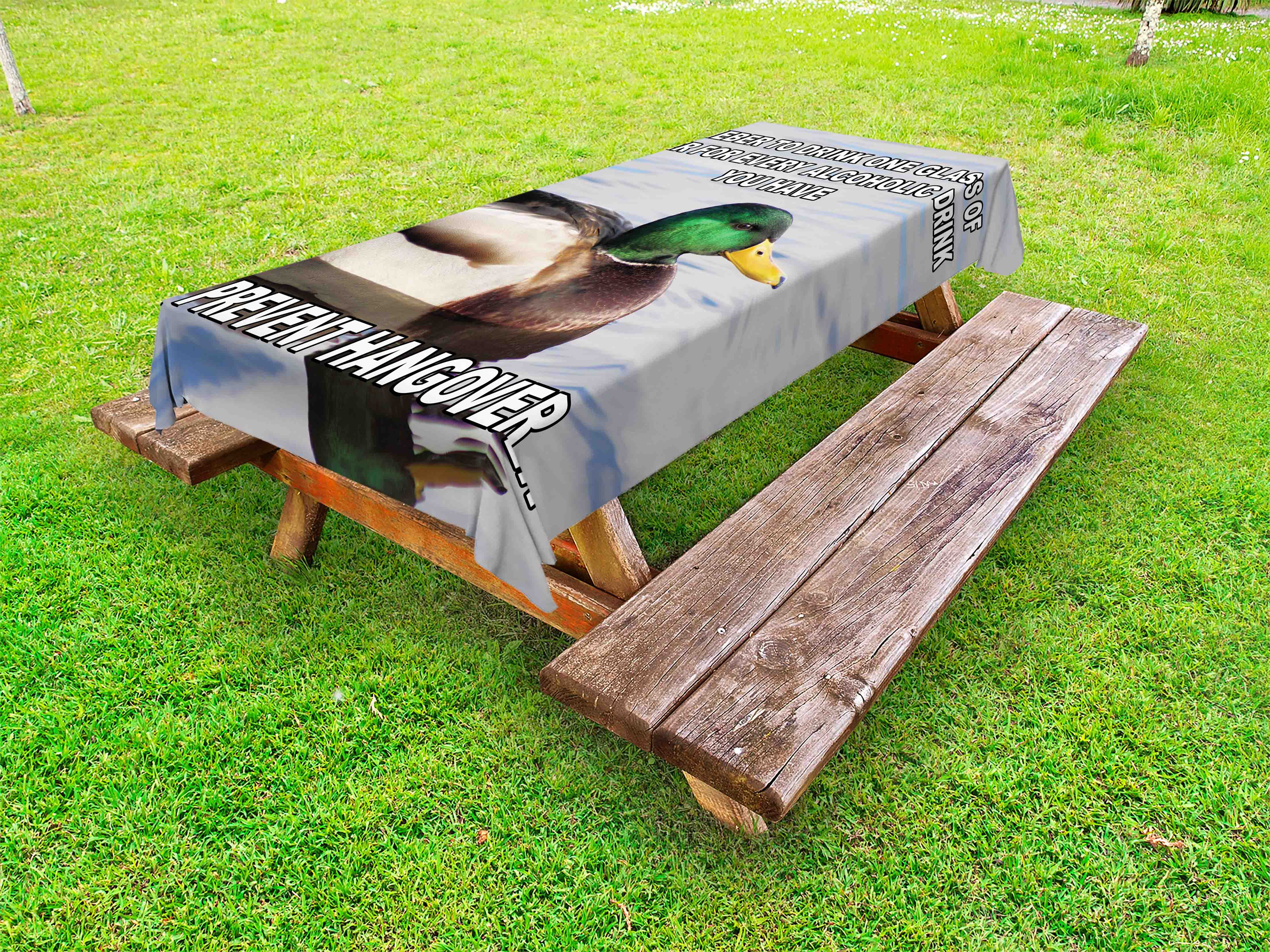 Animal Outdoor Tablecloth, Cute Mallard Duck Swimming on the Lake River ...
