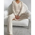 Shermie Women's Lounge Sleepwear Set, Comfy PJs with Ribbed Knit, Long ...