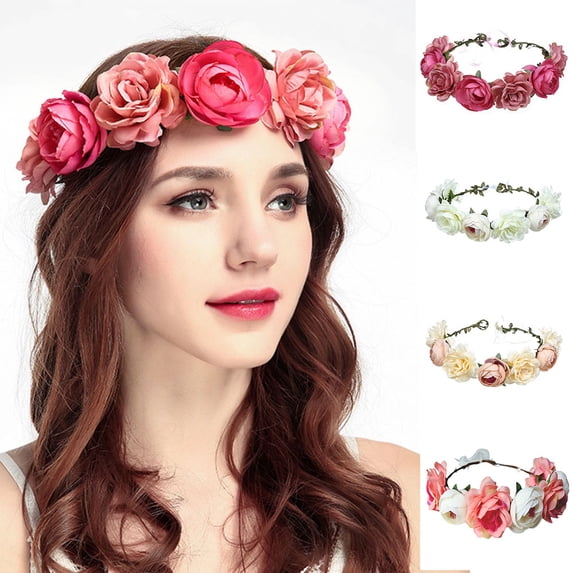 SPRING PARK Women Multicolor Flowers Wedding Bride Party Hair Band ...