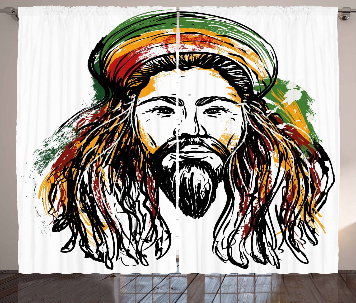 Rasta Curtains 2 Panels Set, Rasta Man Jamaican Island Theme Reggae ...