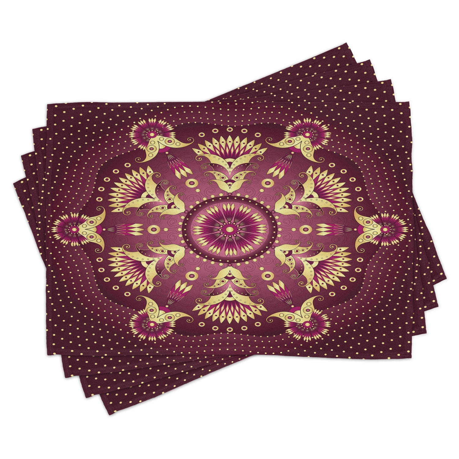 Ambesonne Purple Mandala Place Mats Set of 4, Eastern Retro, Standard ...