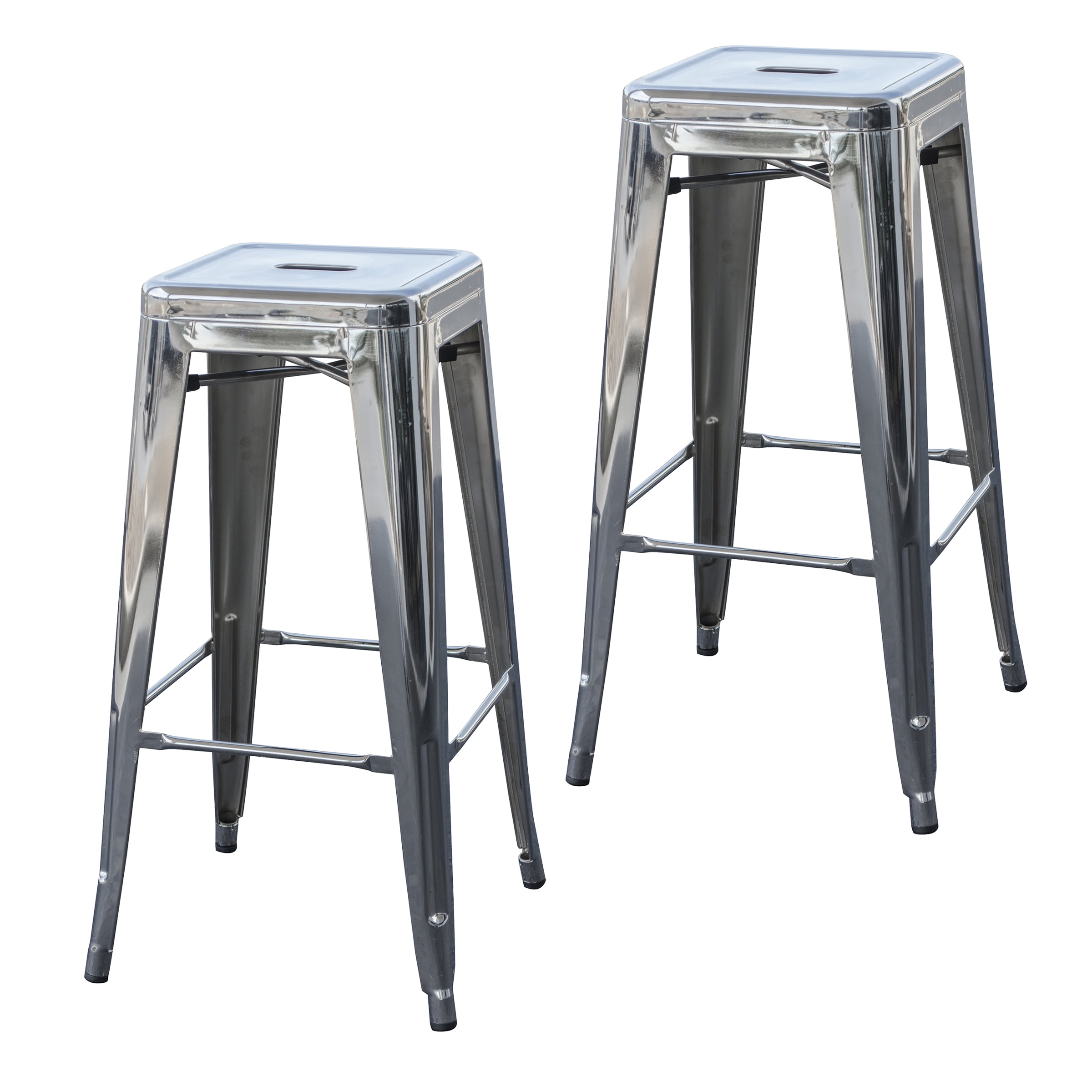 AmeriHome Loft 30 inch Chrome Silver Metal Bar Stool - 2 Piece ...