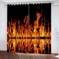 Blackout Curtains Burning Flame Lake Reflection 3D Printed, Window ...