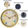 KABB Kids Wall Clock for Bedroom, 12 Inch Round Multi-Colored Learning ...