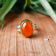 ELANZAA JEWELS- Carnelian Gemstone Ring Oval Cut Vibrant Orange Healing ...
