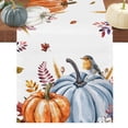 Autumn Pumpkin Leaf Bird Table Runner 13x90in Non-Slip Cotton Linen ...