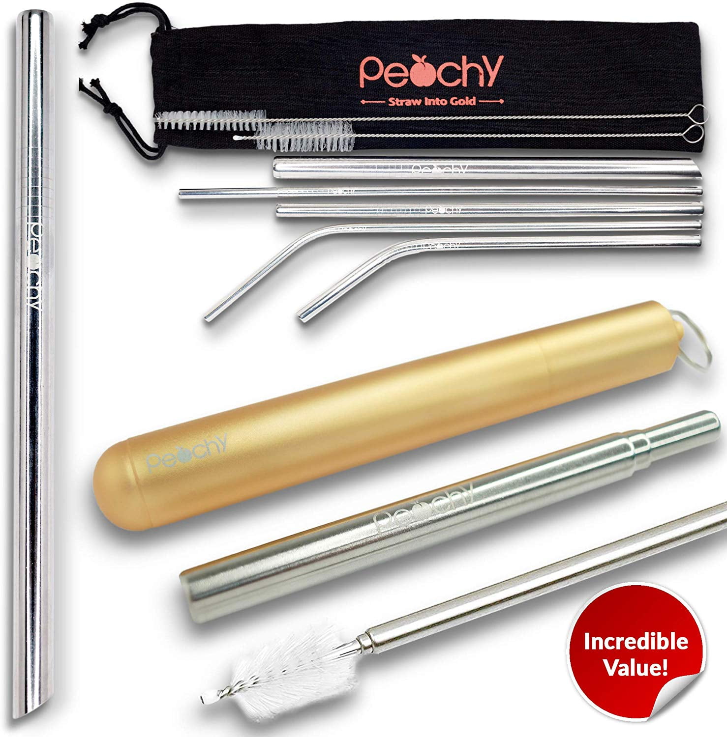 Reusable Collapsible Stainless Steel Straw Metal Telescopic Drinking