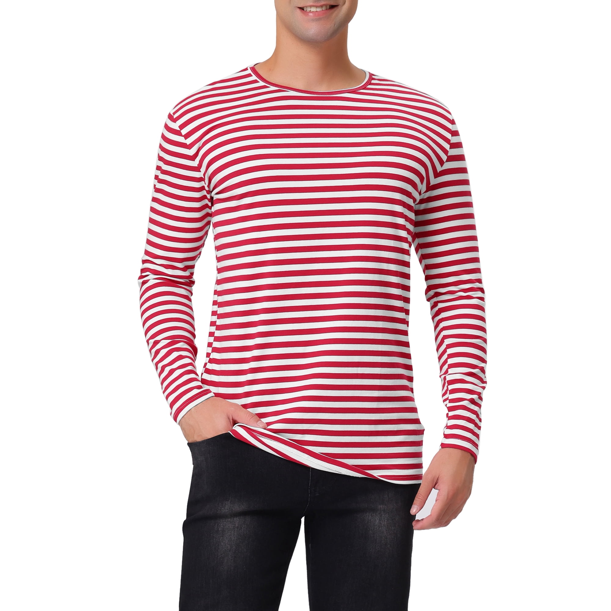 Click here for Inspire Chic Mens Striped T-Shirt Long Sleeves Cre... prices