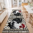 Area Rug 2x6ft White Black Rooster Flowers Area Rugs for Kitchen Runner ...