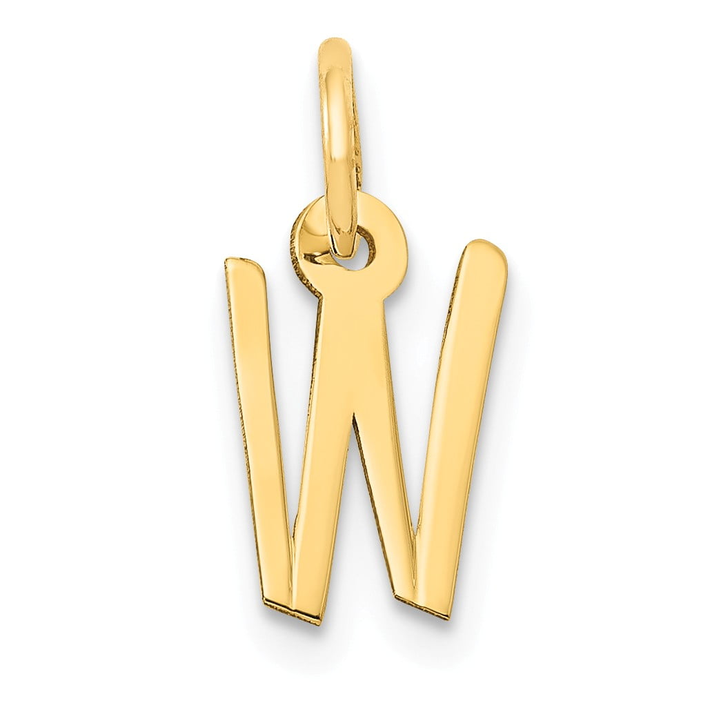 14k Small Slanted Block Initial W Charm in 14k Yellow Gold - Walmart.com