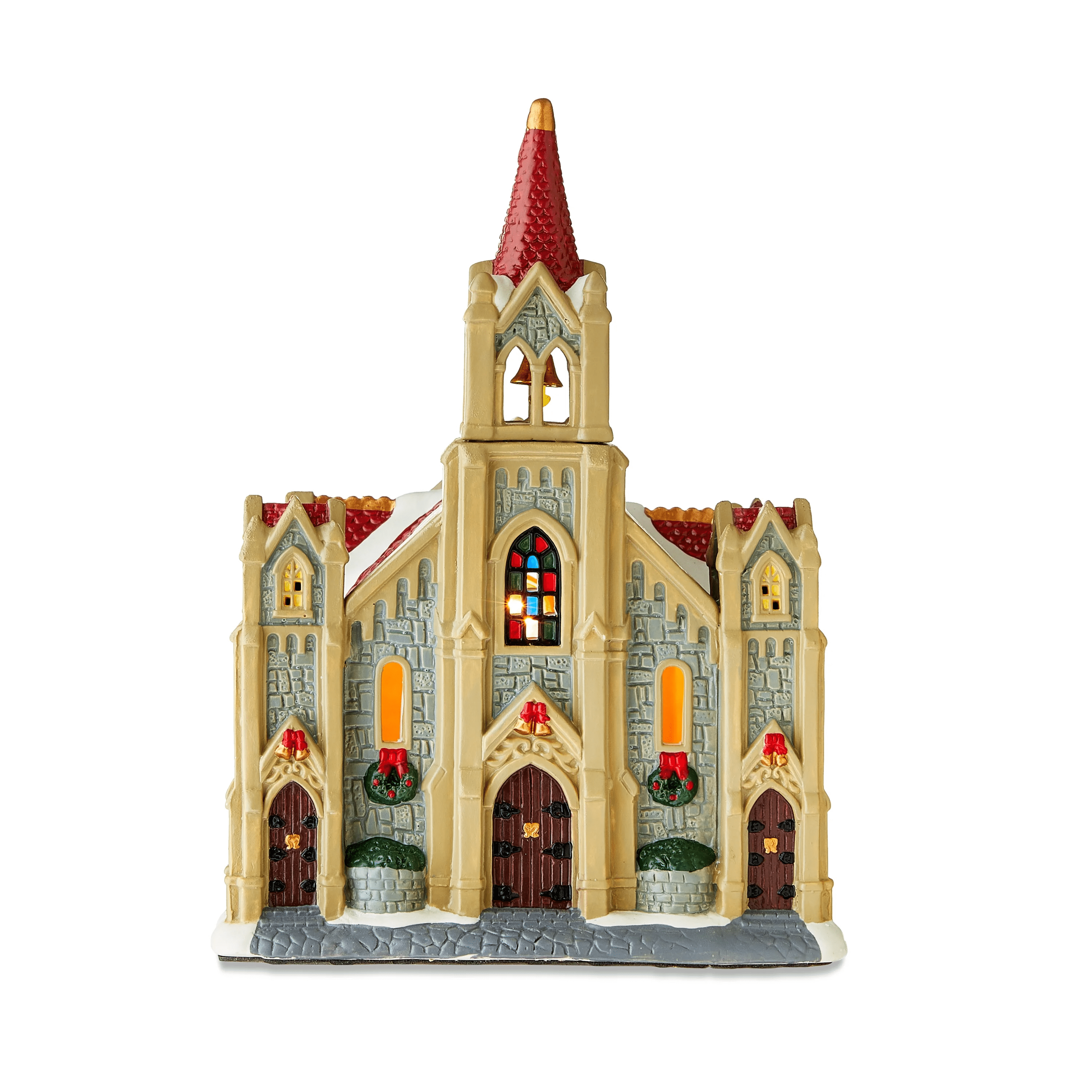 Christmas Village Light-Up Multicolor Porcelain Church, 10 in, by ...