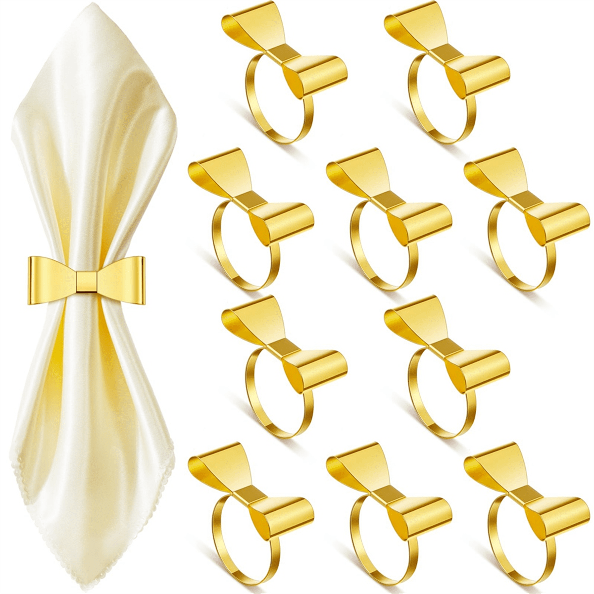 Click here for Unbranded 10pcs Bow Napkin Rings Gold Bowknot Napk... prices