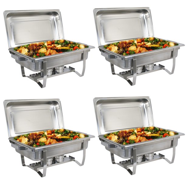 HomGarden 4 Packs 8QT Full Size Chafing Dish, Rectangular Stainless ...