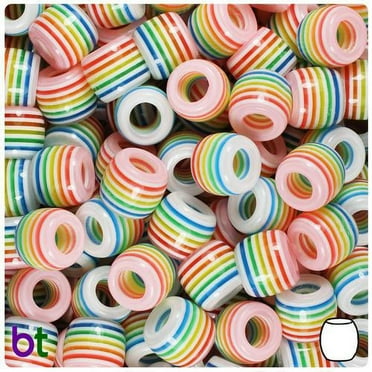 BeadTin Red & White Striped 10mm Cube Plastic Resin Beads (100pcs ...