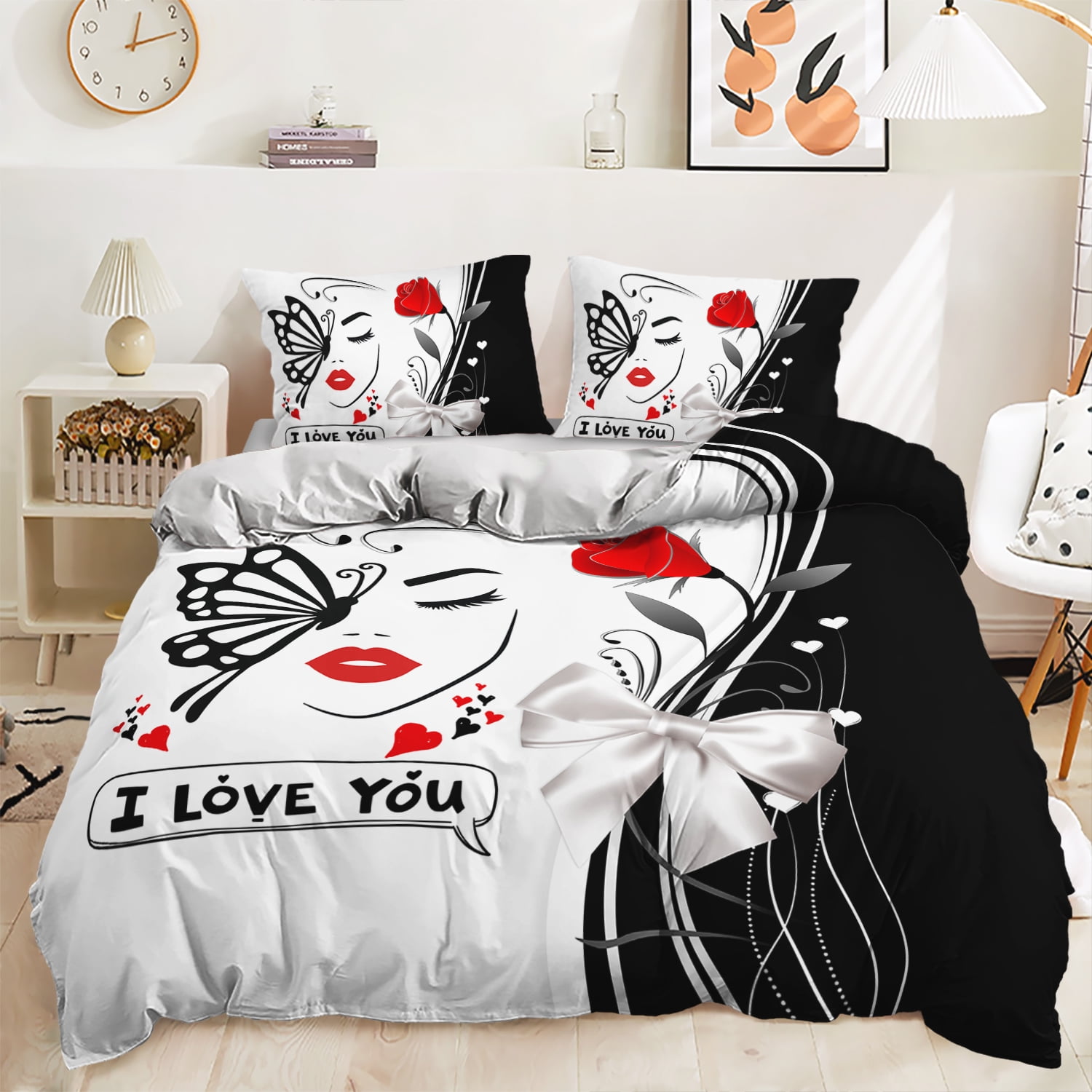 Hosima 3-Piece 3D Digital Printed Duvet Cover, Pattern Composed of ...