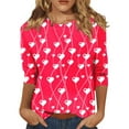 BDPORKAS Women 3/4 Sleeve Valentines Day Shirts Love Heart Graphic Tees Casual Valentines Tops ...