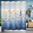 No Hook Cloth Fabric Shower Curtain with Snap in Liner, Navy Blue ...