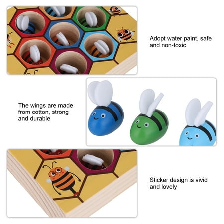 Bee Games Toys, Fun Bee Picking Toy 7 Colors Wooden Toys, Educational ...