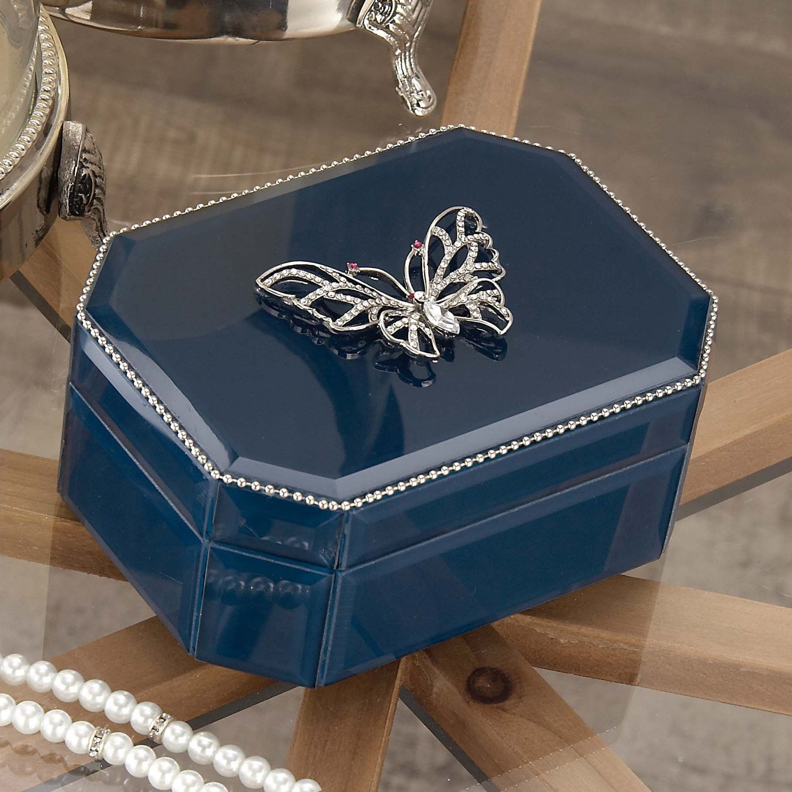 exalted butterfly glass box, blue - Walmart.com