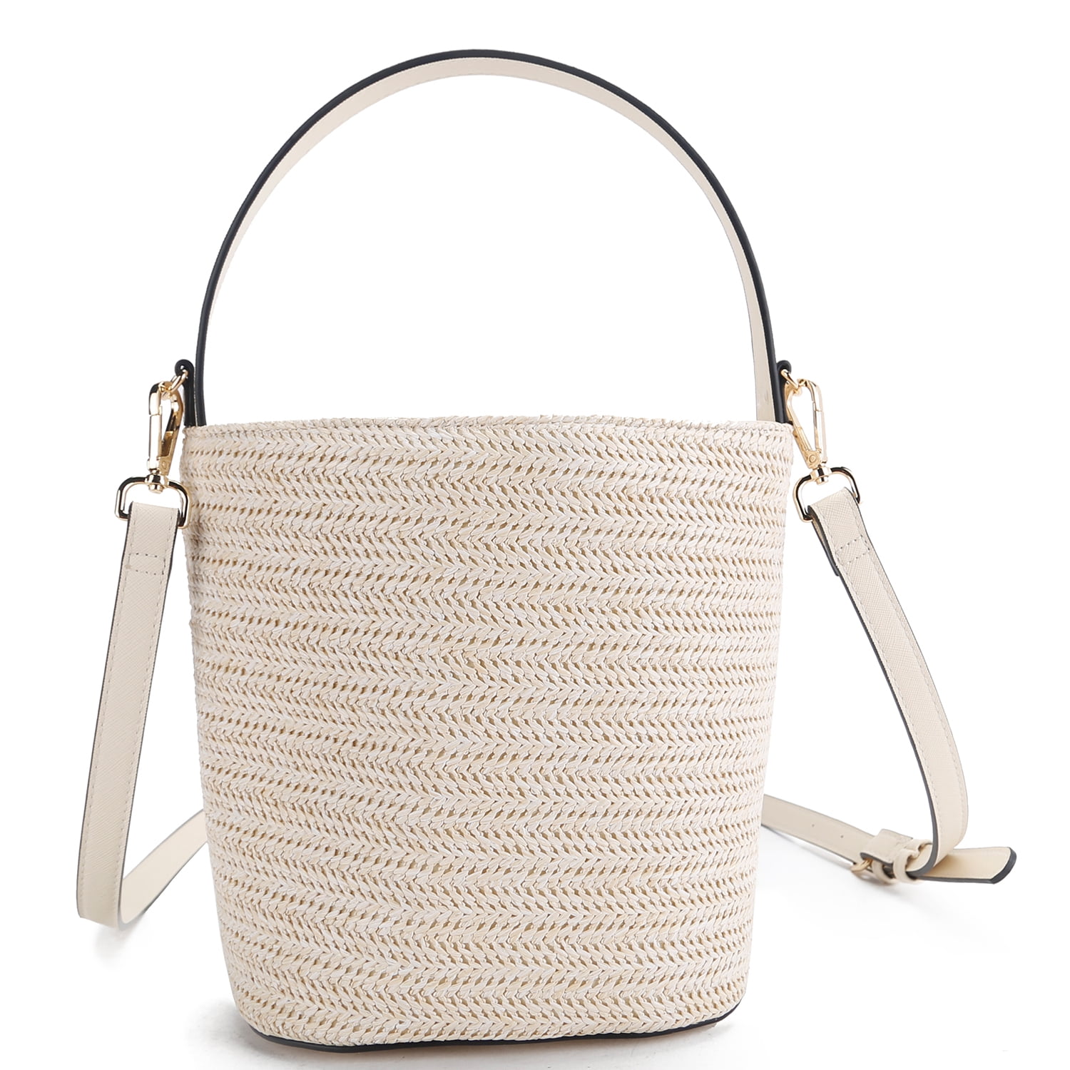 La Terre Summer Straw Bucket Bag with Drawstring Closure , Vegan ...
