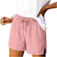 BADHUB Womens Summer Shorts Elastic Waist Drawstring Comfy Linen Shorts ...