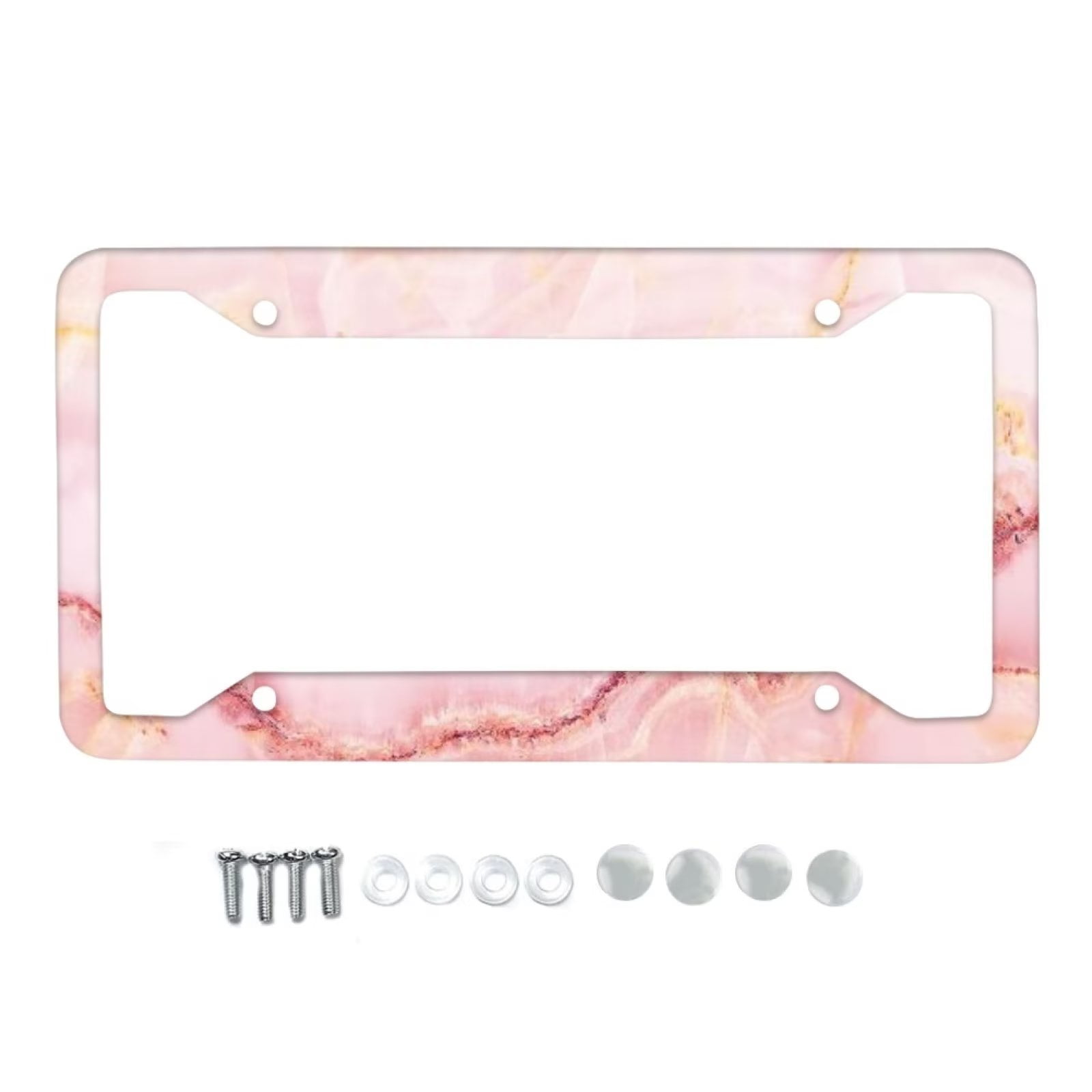 Diaonm License Plate Frame with Pink Marble Grain Print Universal ...