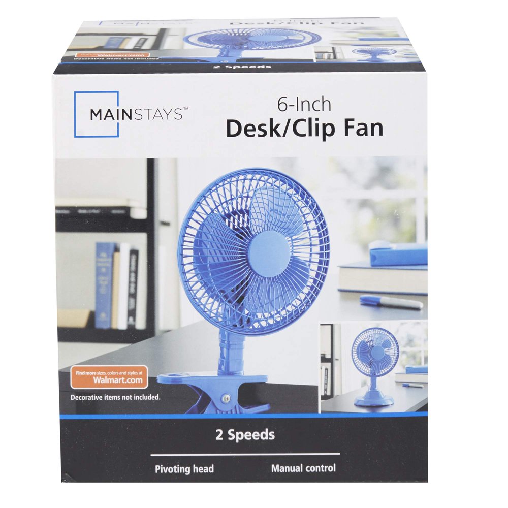 Mainstays 6 inch Personal Desktop or Clip 2-in-1 Fan, Blue - Walmart ...