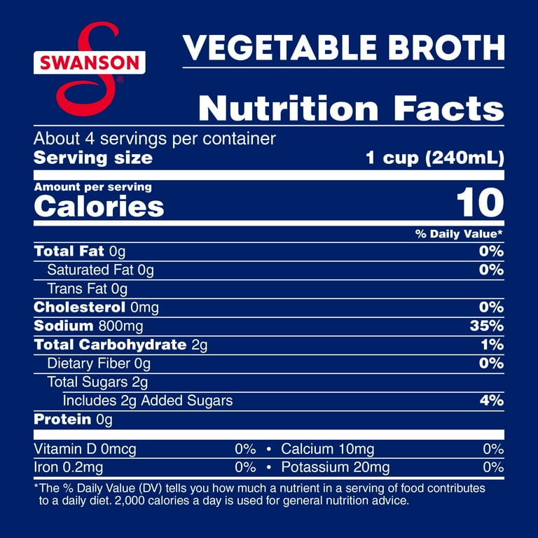 Swanson Vegetable Broth Nutritional Value