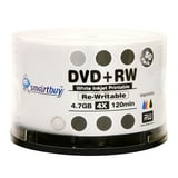 50 Pack Smartbuy Blank DVD+RW 4x 4.7GB 120Min White Inkjet Hub ...