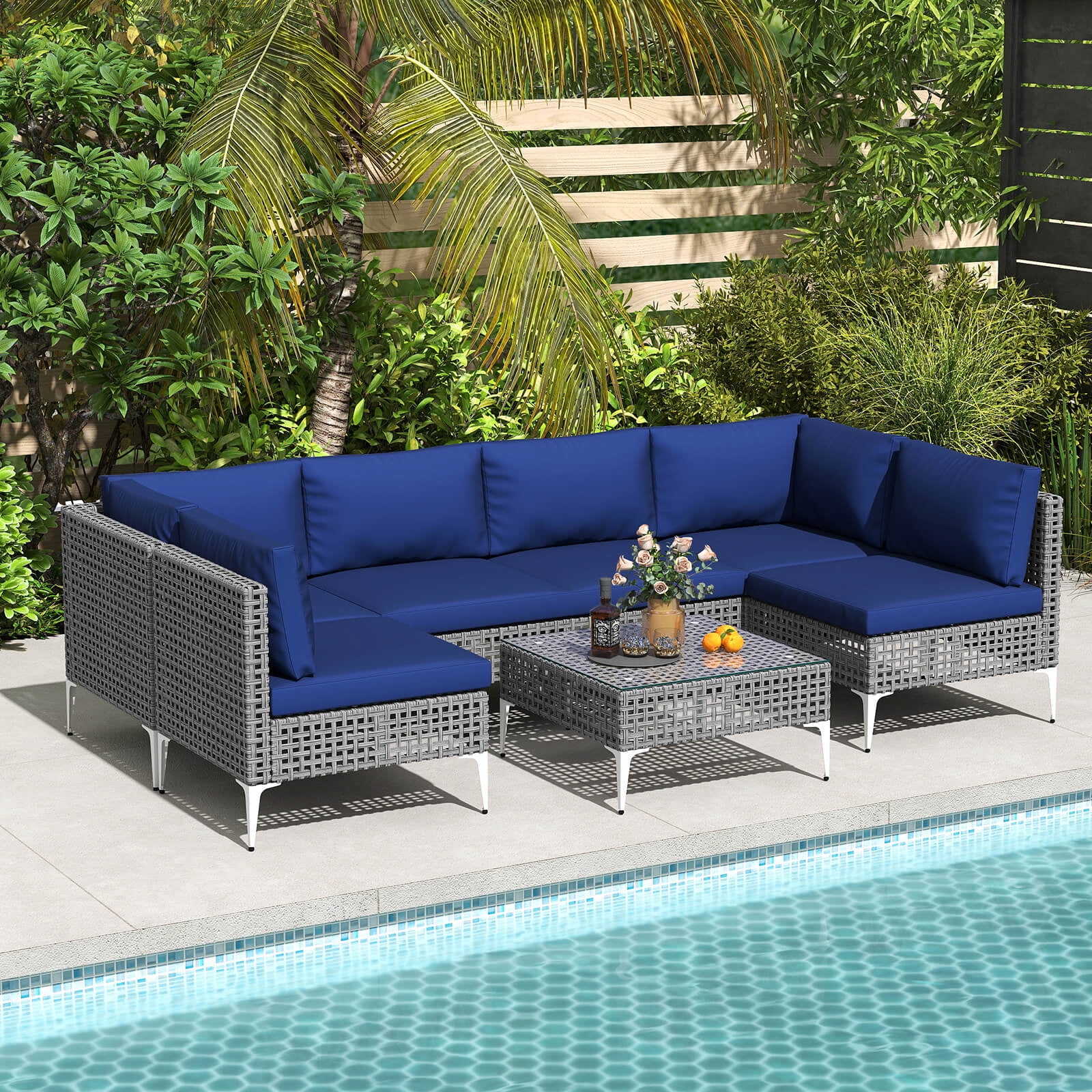 Click here for Costway 7 Piece Outdoor Furniture Set With Seat &... prices
