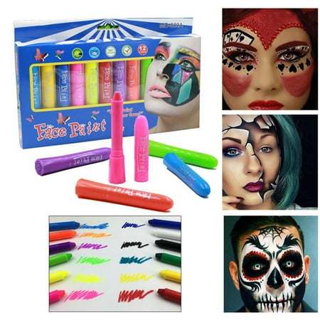 12 Colors Face Paint Crayon Body Painting Sticks For Kids Washable ...
