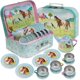 15 Piece Girls Pretend Toy Tin Tea Set Carrying Case Ballea - Walmart.com