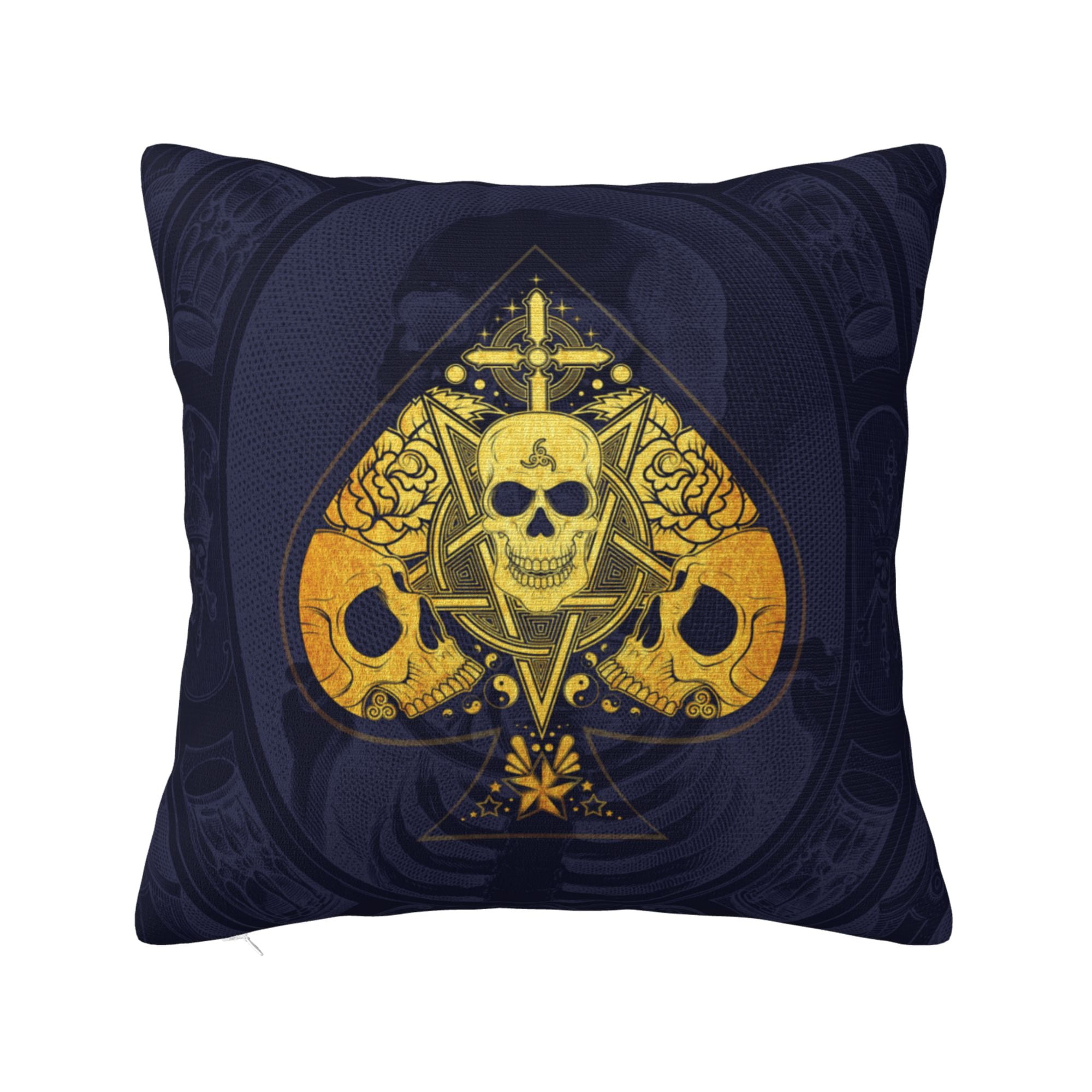 ZICANCN Gold Poker Skull Death Skeleton Throw Pillow Covers, Bed Couch ...