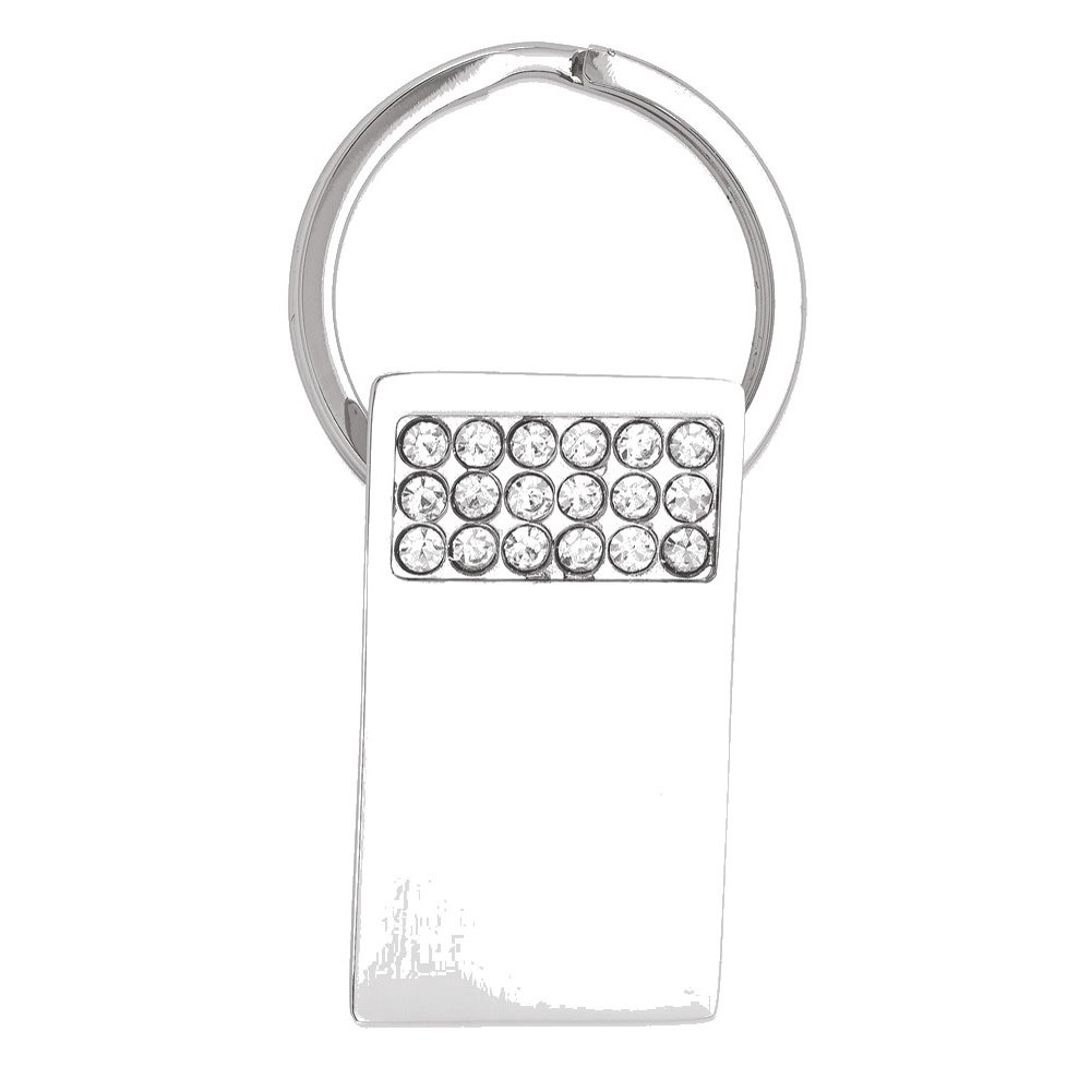 Goldia - Rectangle Swarovski Crystal Key Ring - Engravable Personalized ...