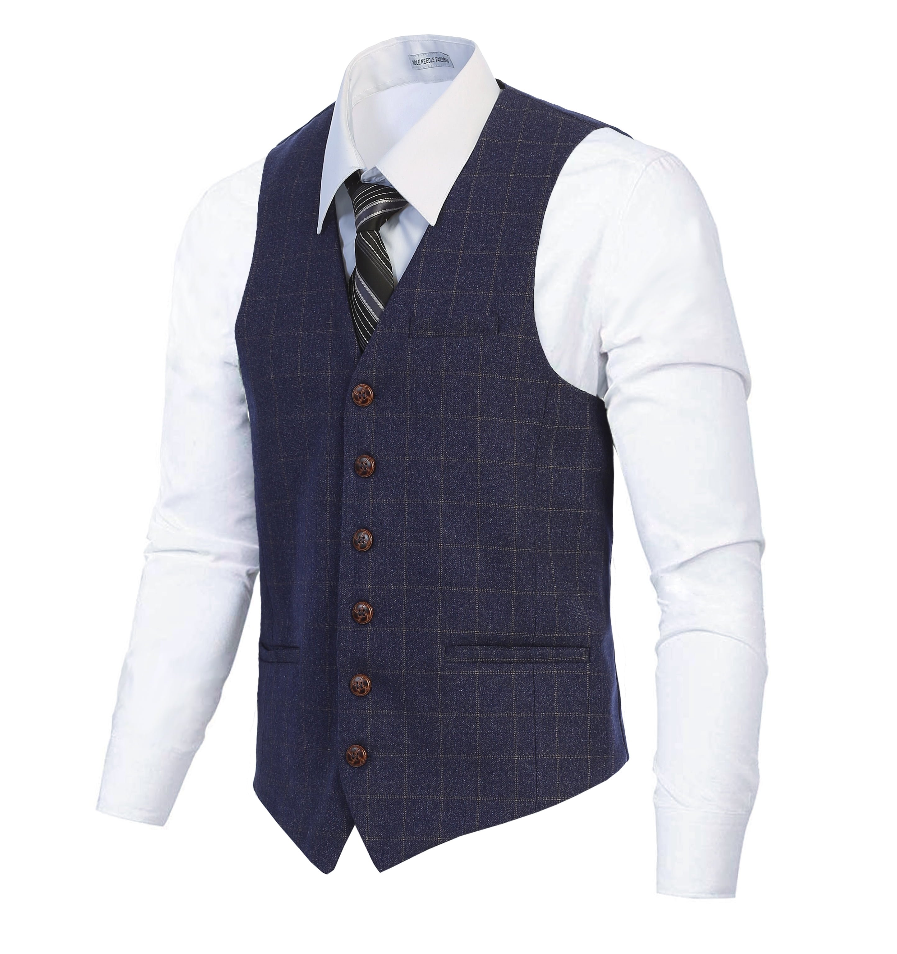 Gioberti Men's 6 Button Slim Fit Formal Herringbone Tweed Vest ...