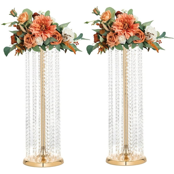 Set of 2 Luxurious Crystal Flower Stand Wedding Centerpieces on Floor ...