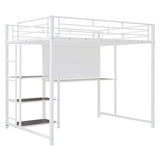 UBesGoo Full Loft Bed with Desk and Whiteboard, Mental Bunk Bed with 3 ...