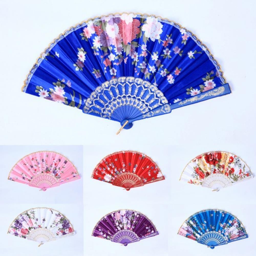 Floral Folding Hand Fan ,Vintage Flower Lace Fabric Folding Fan for ...